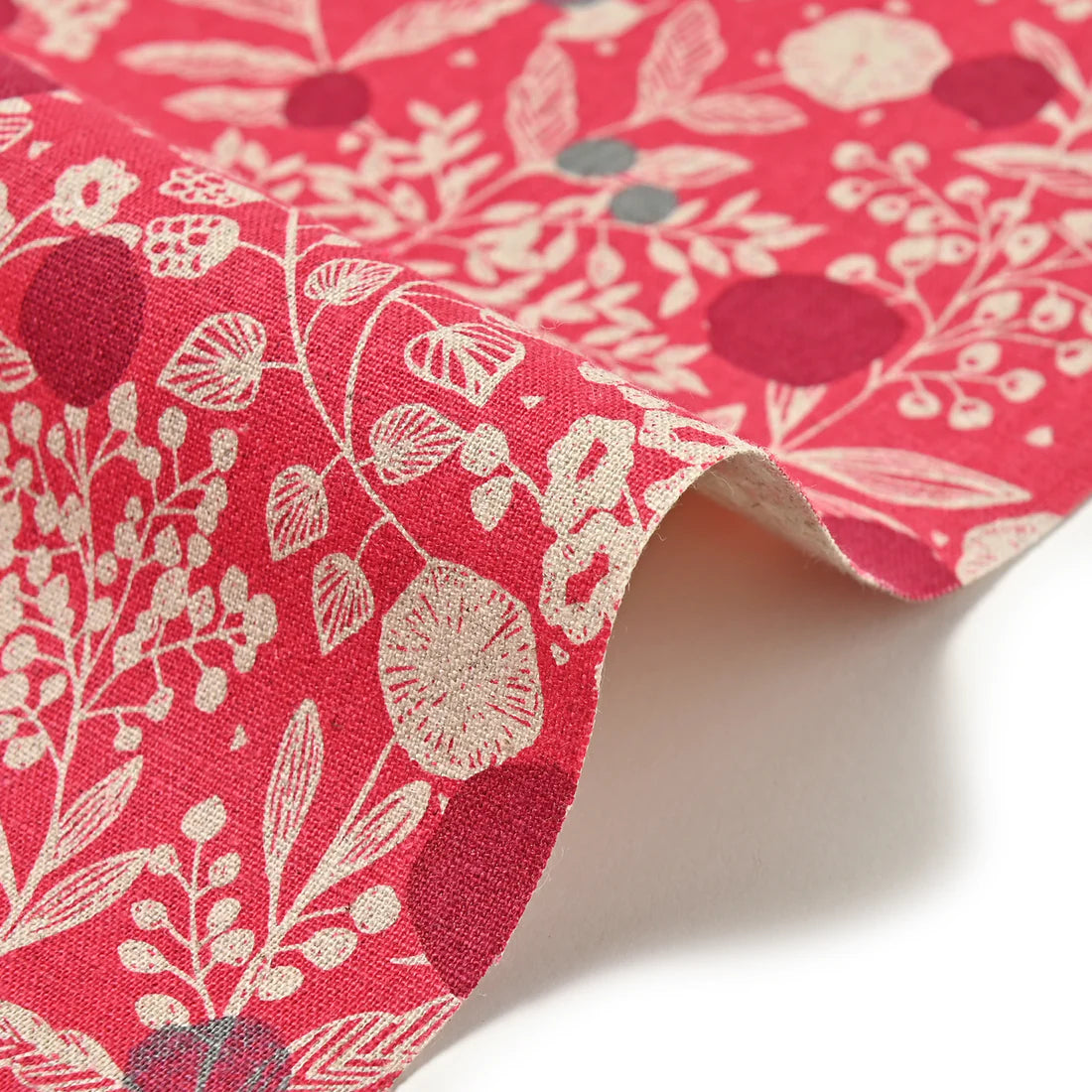 Echino Plums Red - Linen/Cotton Lightweight Canvas – Poplin Fabric ...